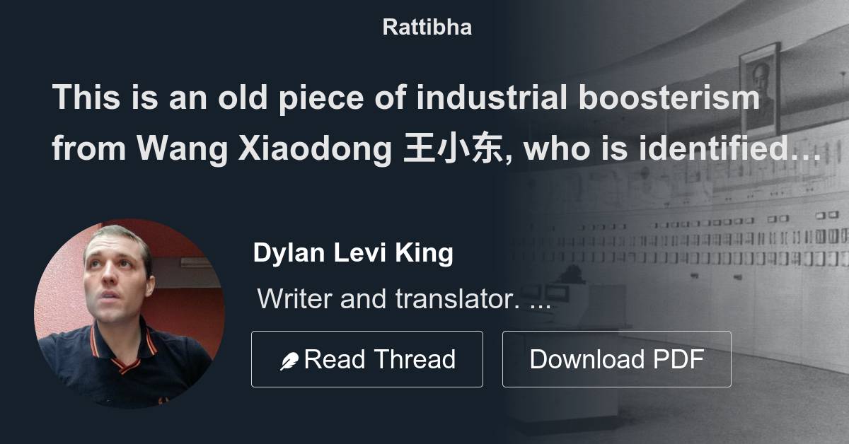 This is an old piece of industrial boosterism from Wang Xiaodong 王小东, who is identified with ...