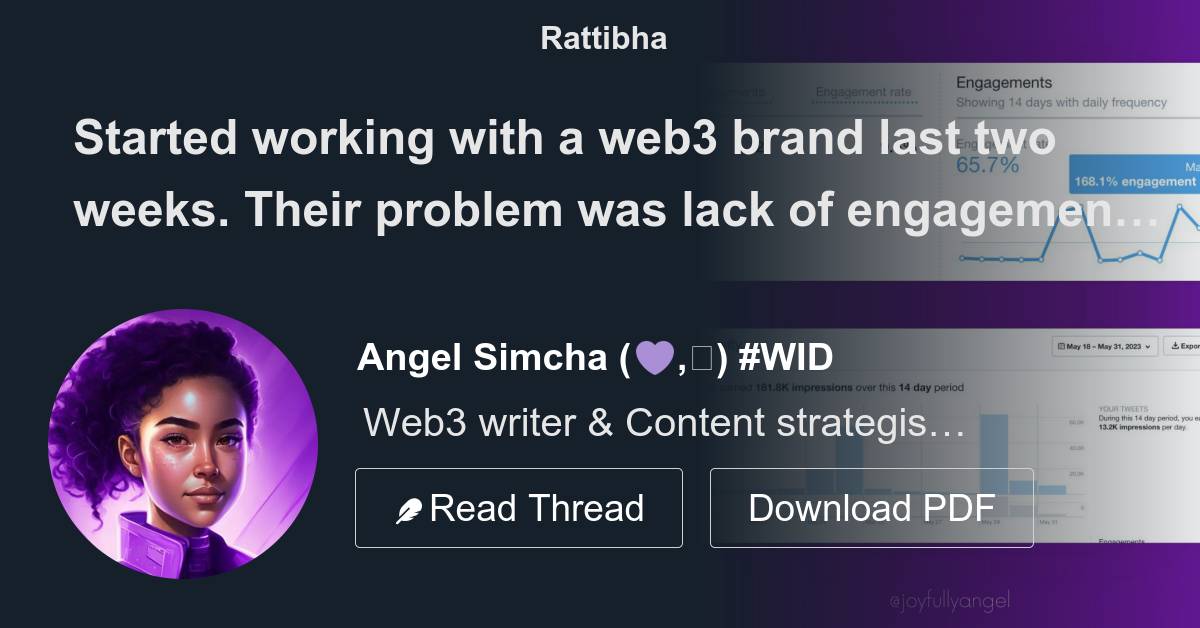 Started working with a web3 brand last two weeks. Their problem was lack of engagement. So, I ...