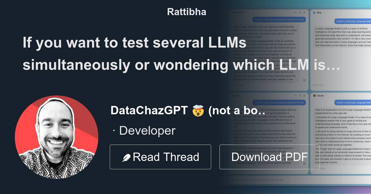 If you want to test several LLMs simultaneously or wondering which LLM ...