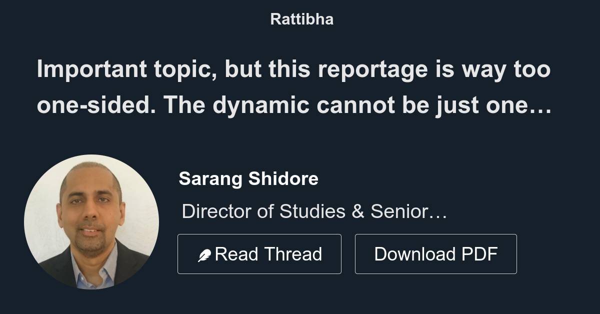 Important topic, but this reportage is way too one-sided. The dynamic ...