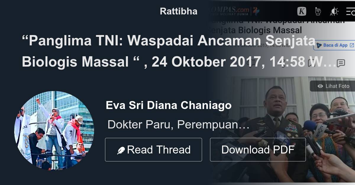 “Panglima TNI: Waspadai Ancaman Senjata Biologis Massal “ https://t.co/v95BnBVgIC, 24 Oktober ...