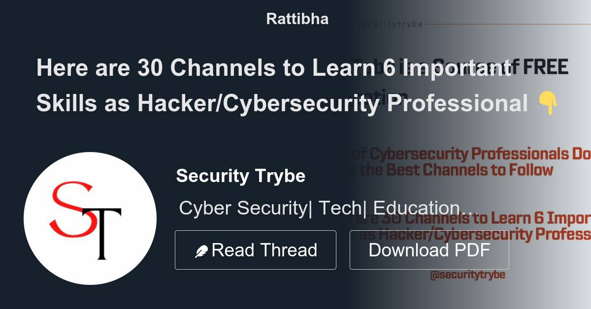 Here are 30 Channels to Learn 6 Important Skills as Hacker ...