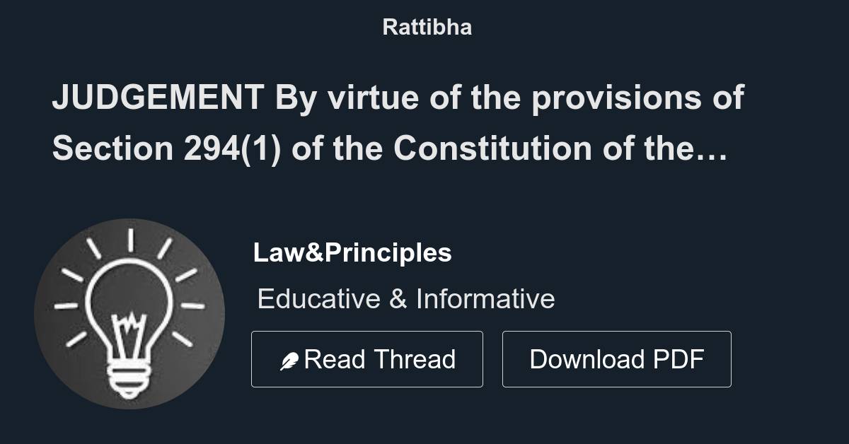 JUDGEMENT By virtue of the provisions of Section 294(1) of the ...