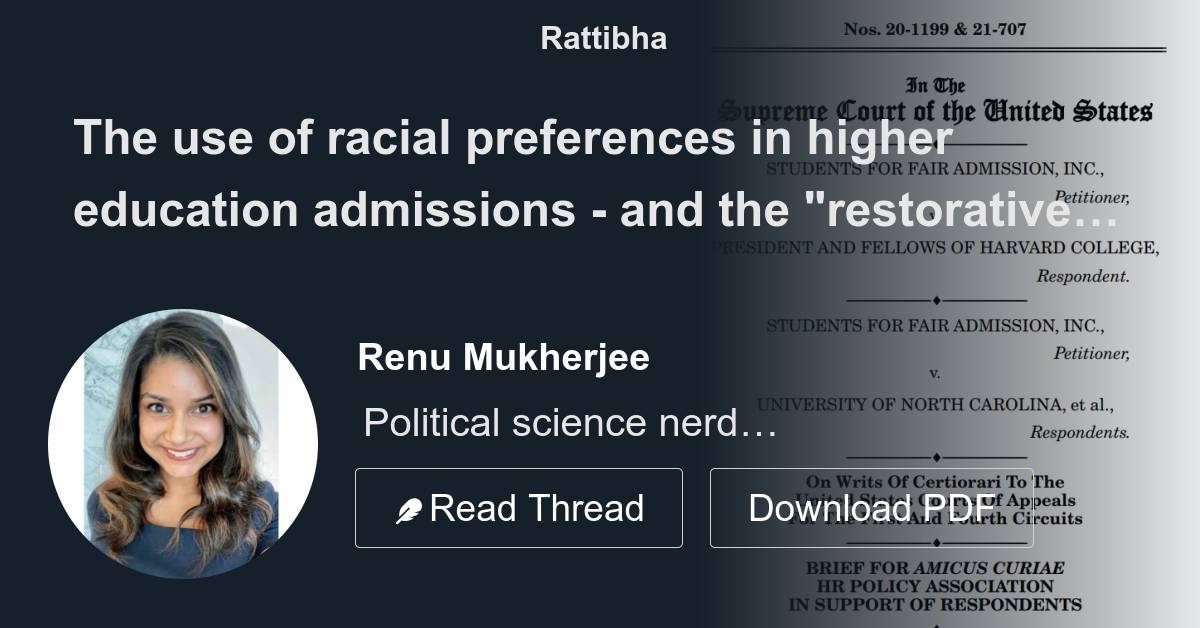 The use of racial preferences in higher education admissions - and the ...