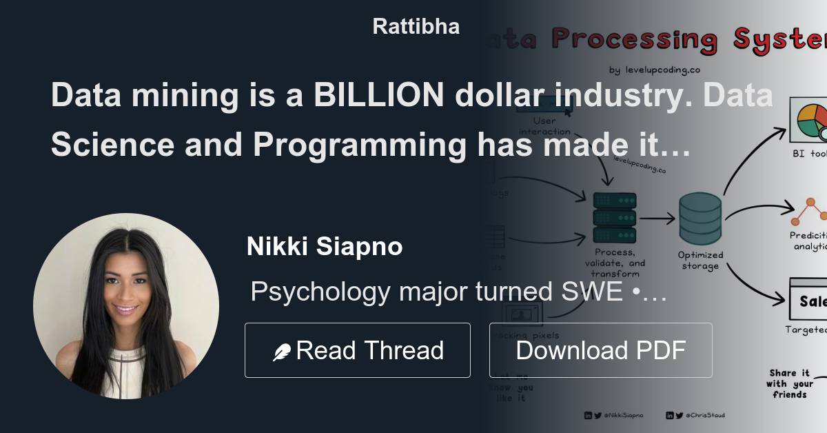 Data mining is a BILLION dollar industry. Data Science and Programming has made it possible ...