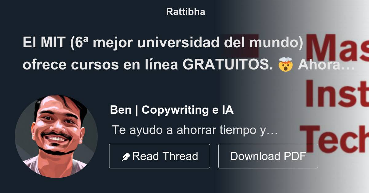 El MIT (6ª mejor universidad del mundo) ofrece cursos en línea ...