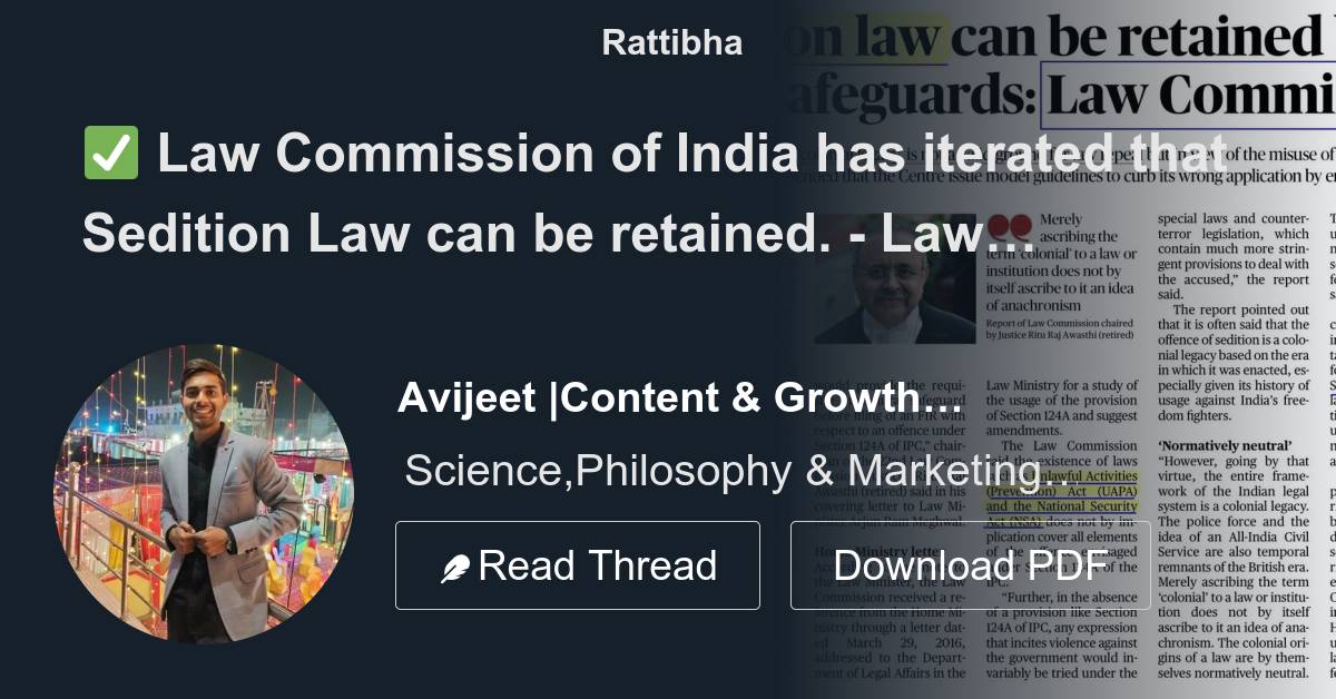 Law Commission of India has iterated that Sedition Law can be retained ...