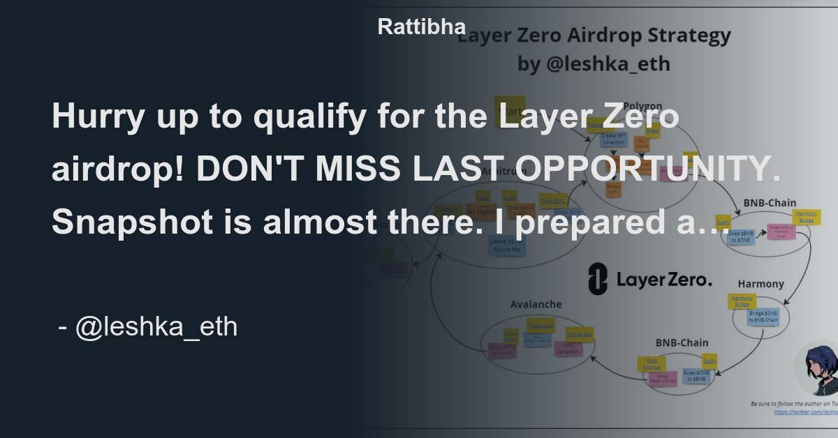 Hurry up to qualify for the Layer Zero airdrop! DON'T MISS LAST OPPORTUNITY. Snapshot is almost ...