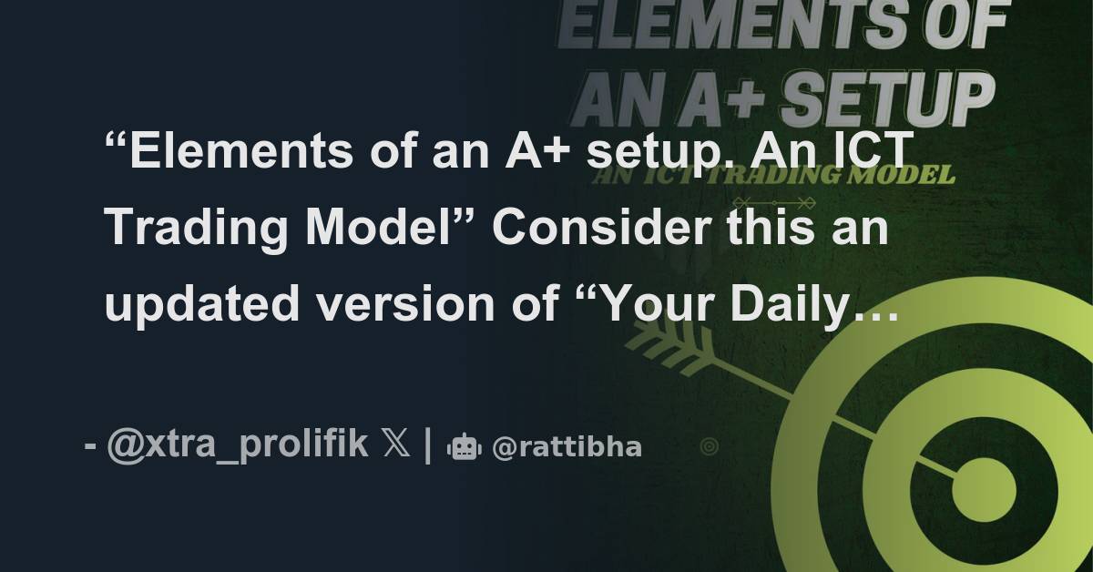 “Elements of an A+ setup. An ICT Trading Model” Consider this an ...