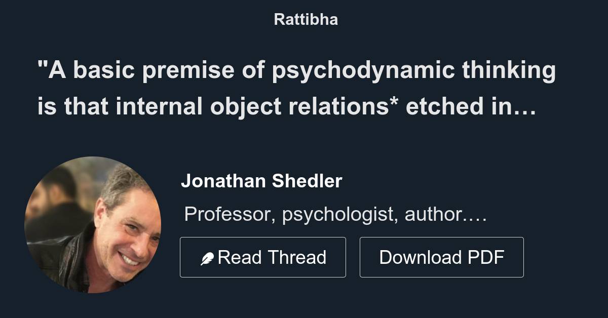 "A basic premise of psychodynamic thinking is that internal object ...