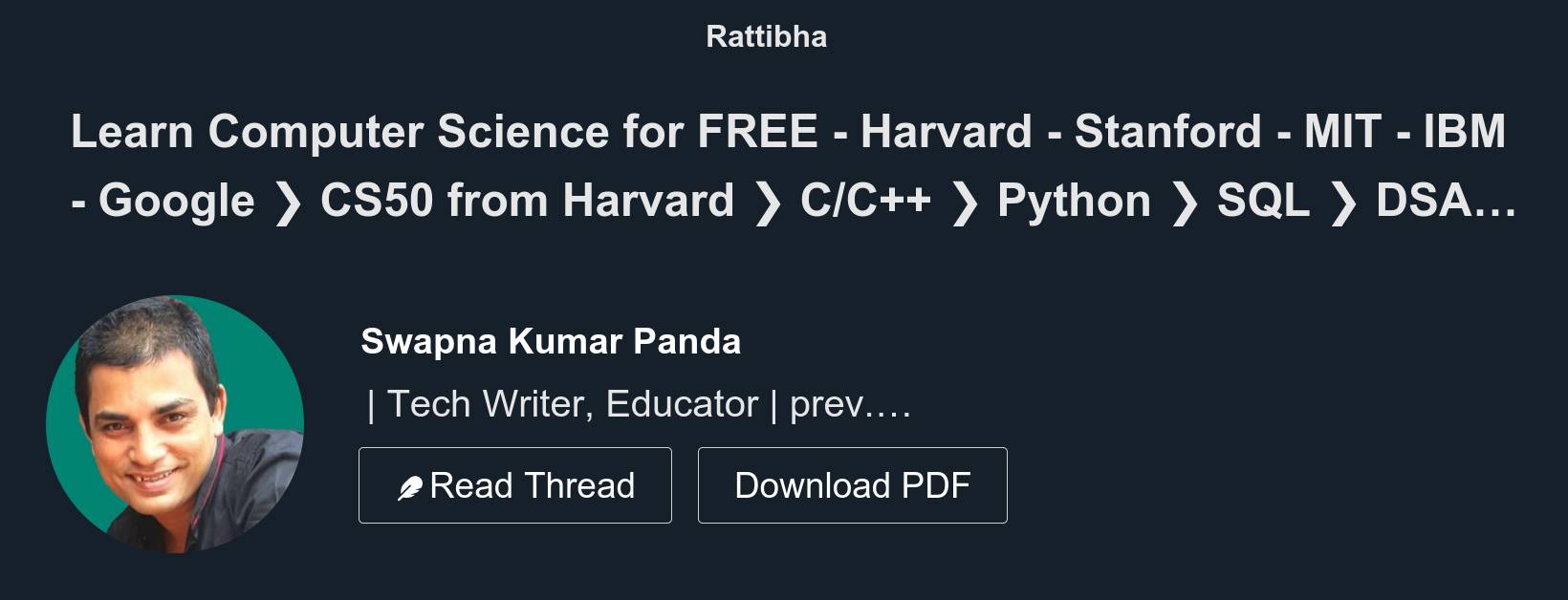 Learn Computer Science for FREE - Harvard - Stanford - MIT - IBM - Google CS50 from Harvard ...