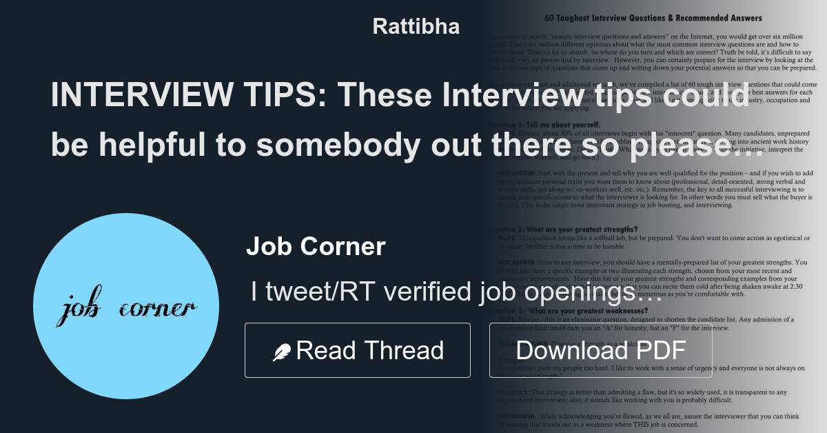 INTERVIEW TIPS: These Interview tips could be helpful to somebody out ...