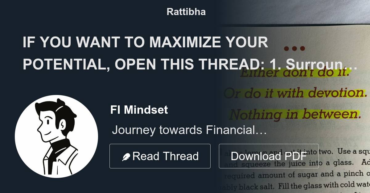 IF YOU WANT TO MAXIMIZE YOUR POTENTIAL, OPEN THIS THREAD: - Thread from ...