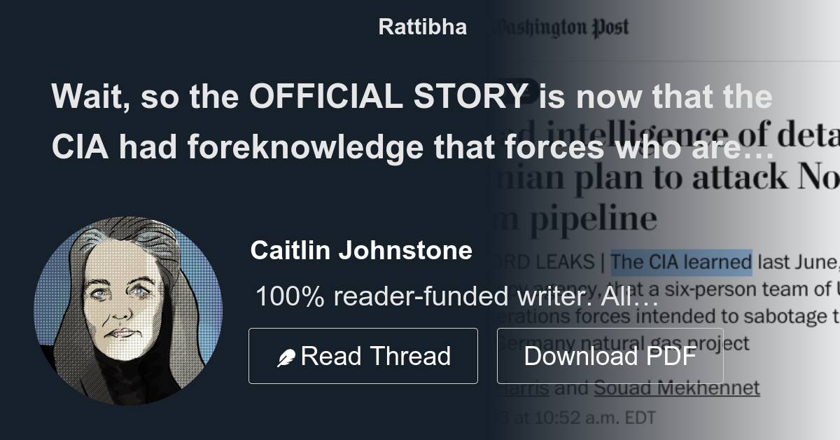 Wait, so the OFFICIAL STORY is now that the CIA had foreknowledge that ...