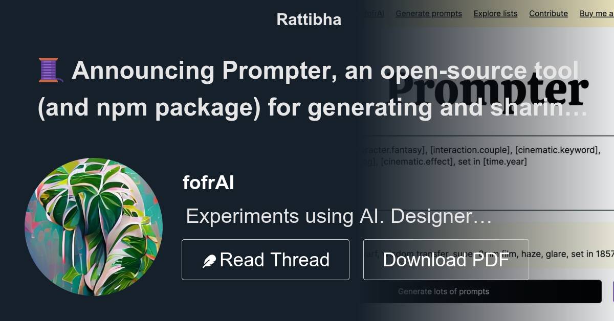 🧵 Announcing Prompter An Open Source Tool And Npm Package For 9455