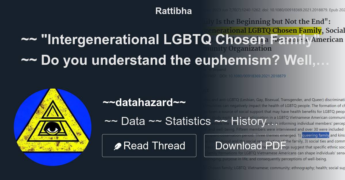 Intergenerational LGBTQ Chosen Family" ~~ Do you understand the euphemism? Well, when an LGBTQ ...