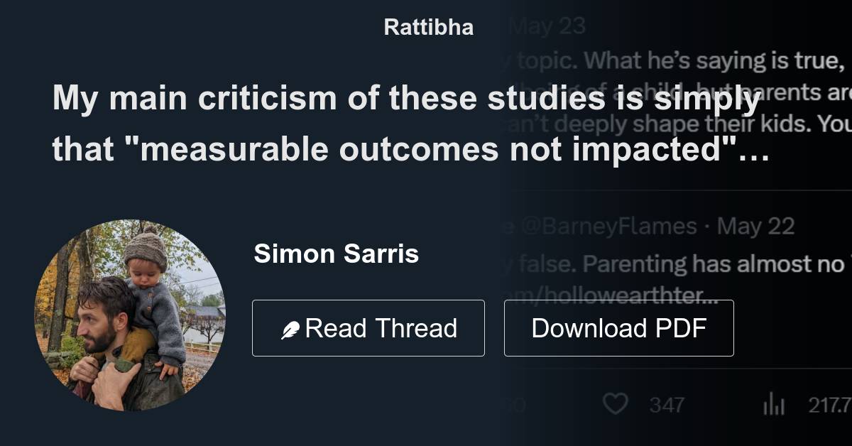 My main criticism of these studies is simply that "measurable outcomes not impacted" almost ...