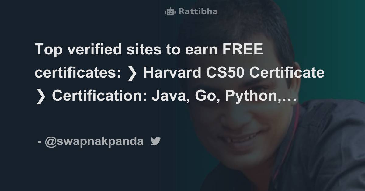 Top verified sites to earn FREE certificates: https://t.co/87u9Gcud1r ...