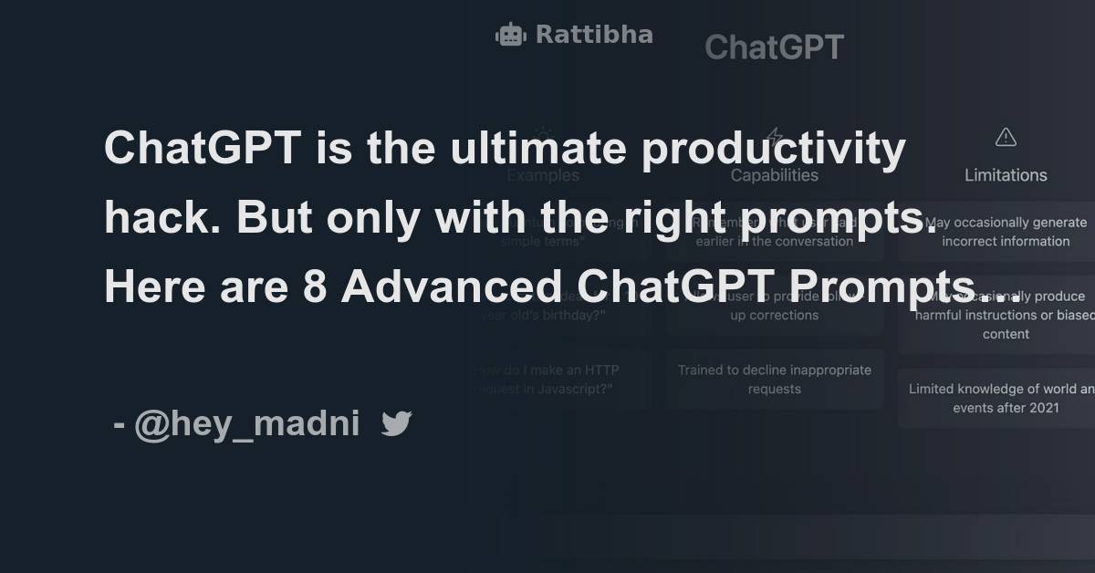 ChatGPT is the ultimate productivity hack. But only with the right prompts. Here are 8 Advanced ...