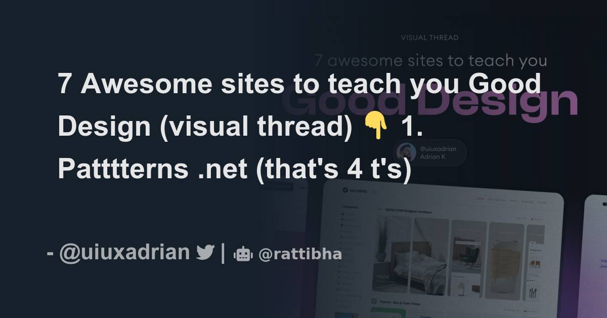 7 Awesome sites to teach you Good Design (visual thread) 👇 - Thread ...