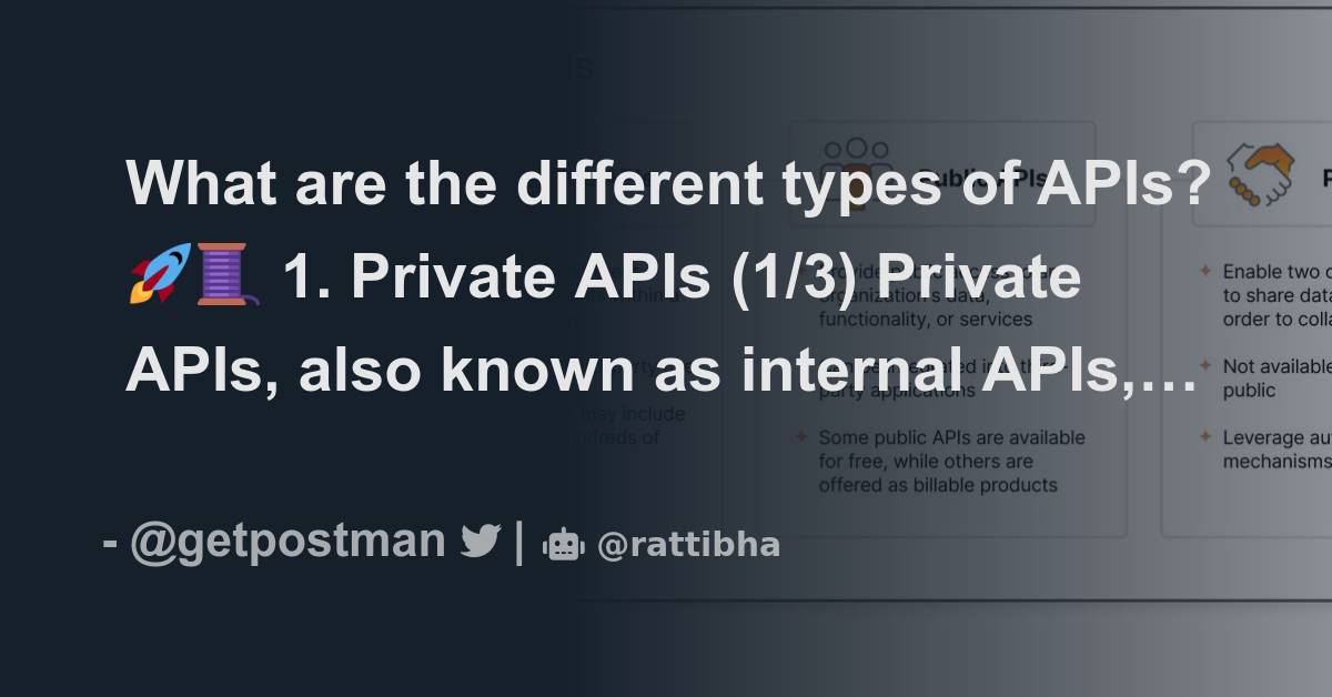What are the different types of APIs? 🚀🧵 - Thread from Postman @getpostman - Rattibha