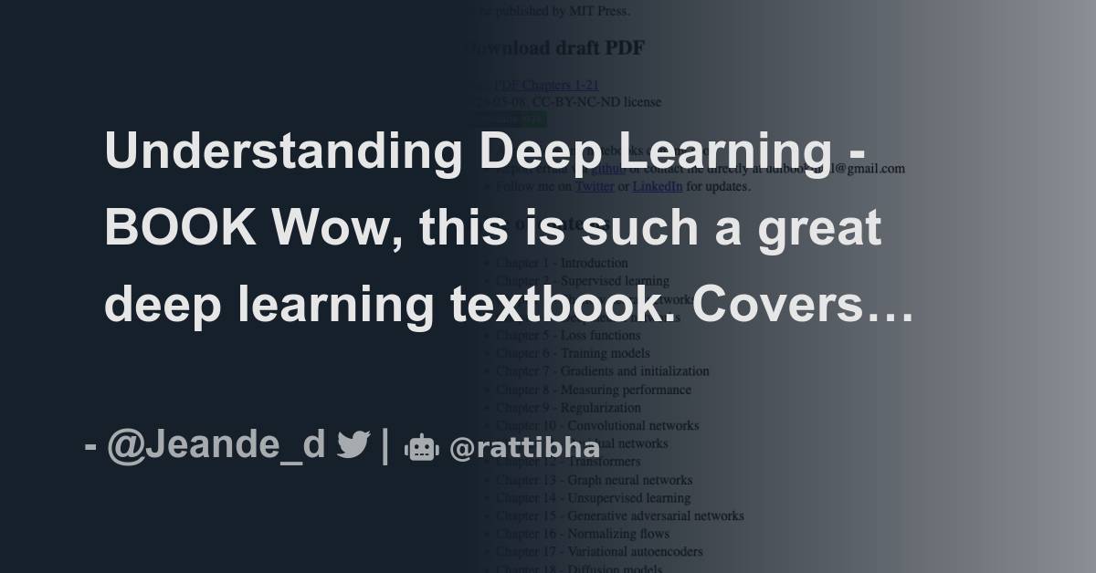 Understanding Deep Learning - BOOK Wow, this is such a great deep ...