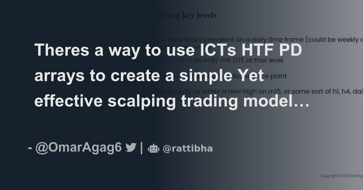 Theres a way to use ICTs HTF PD arrays to create a simple Yet effective scalping trading model ...