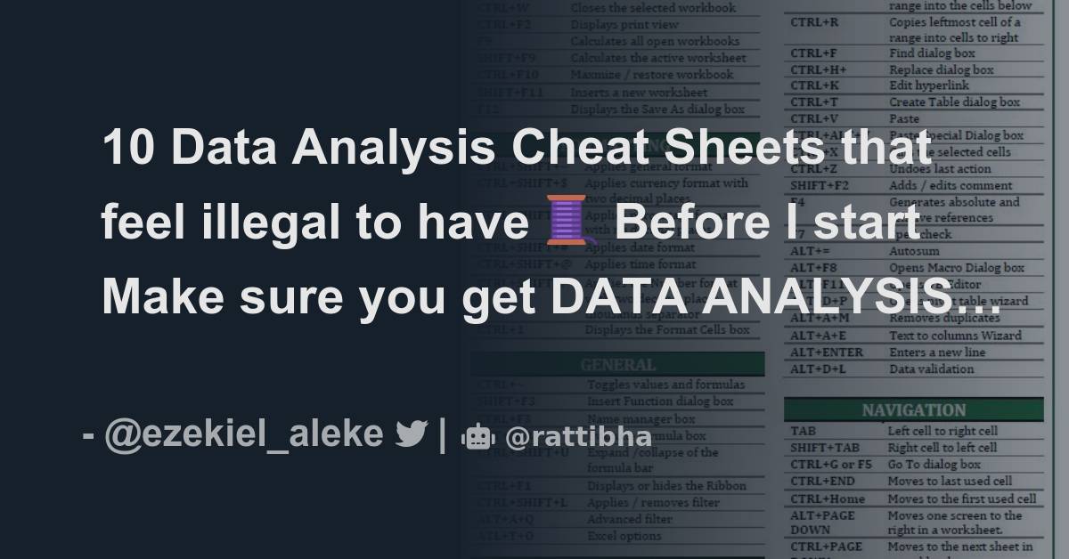 10 Data Analysis Cheat Sheets that feel illegal to have 🧵 - Thread from Ezekiel @ezekiel_aleke ...