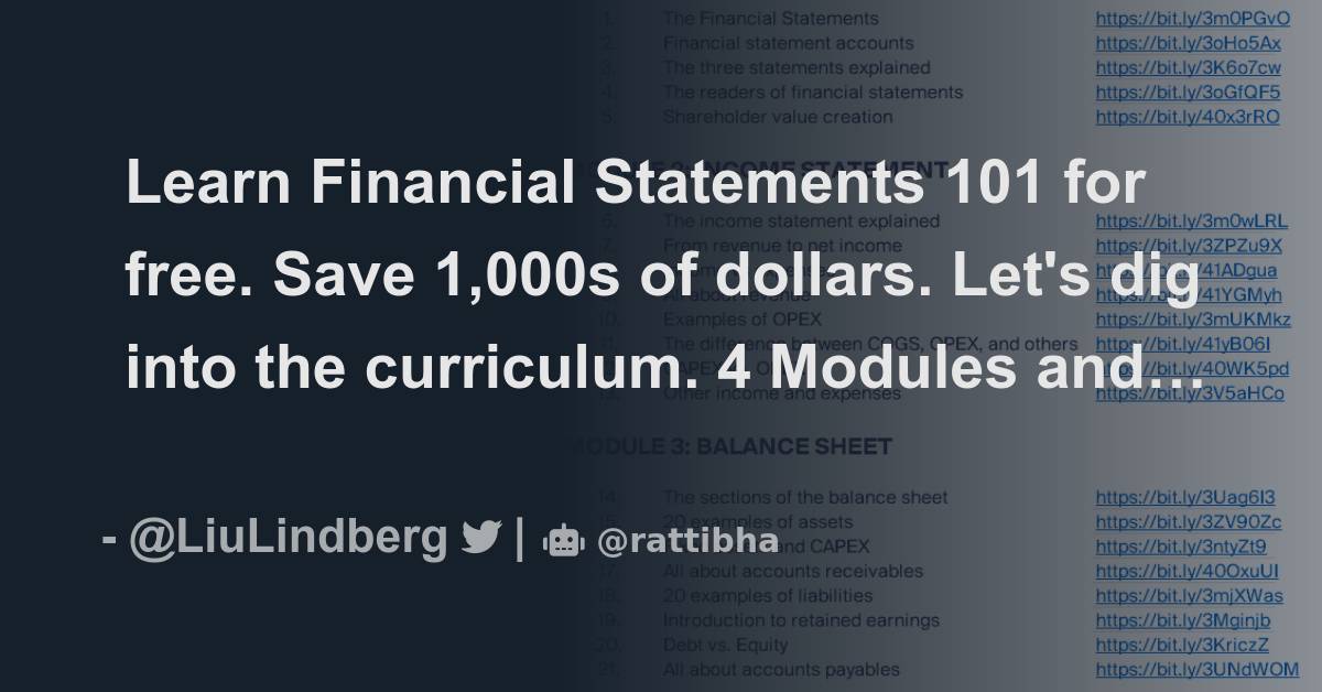 Learn Financial Statements 101 for free. Save 1,000s of dollars. Let's ...