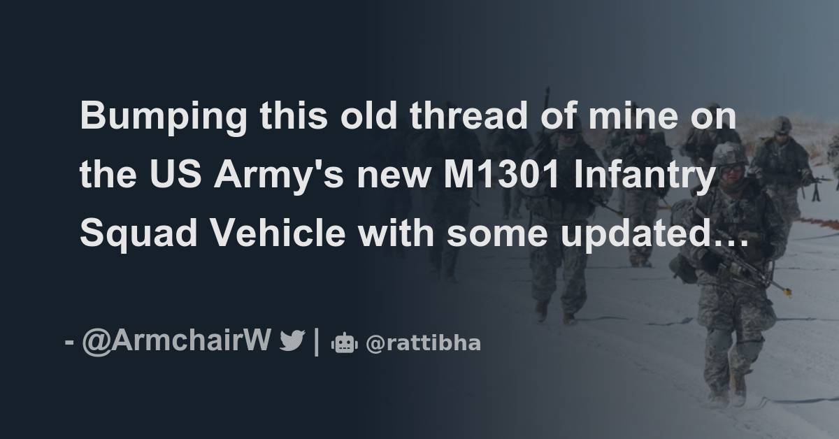 Bumping this old thread of mine on the US Army's new M1301 Infantry ...