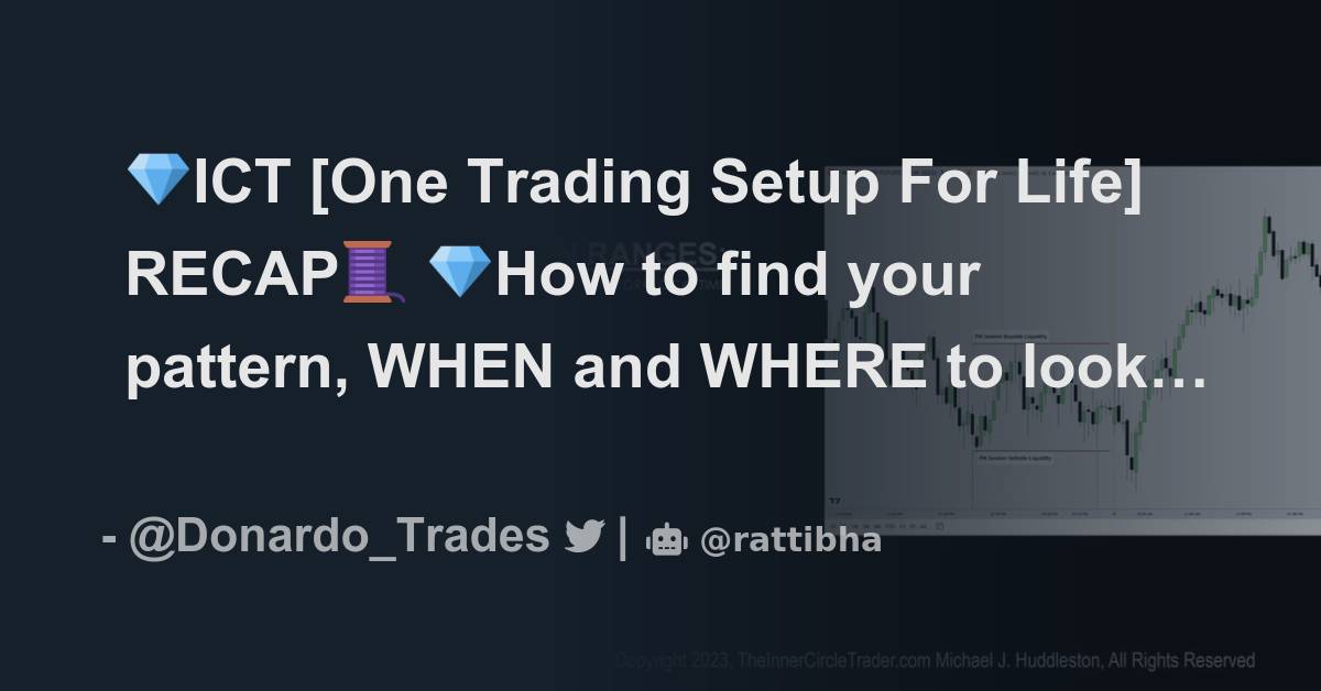 💎ICT [One Trading Setup For Life] RECAP🧵 💎How to find your pattern, WHEN and WHERE to look at? 💎 ...