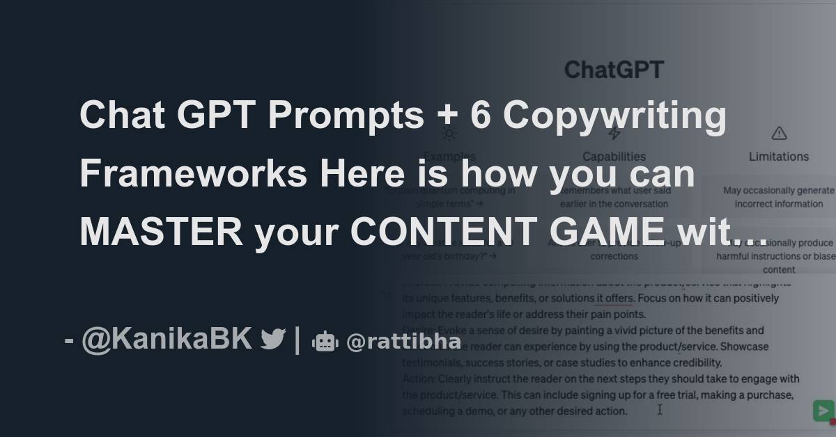 Chat GPT Prompts + 6 Copywriting Frameworks Here is how you can MASTER ...