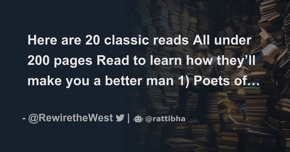 Here are 20 classic reads All under 200 pages Read to learn how they’ll ...