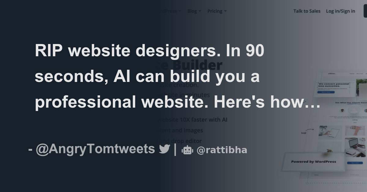 RIP website designers. In 90 seconds, AI can build you a professional website. Here's how you ...