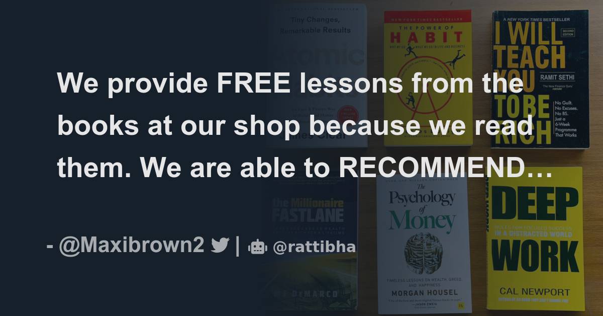 We provide FREE lessons from the books at our shop because we read them ...
