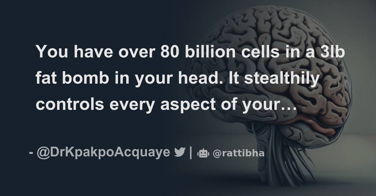 You have over 80 billion cells in a 3lb fat bomb in your head. It ...