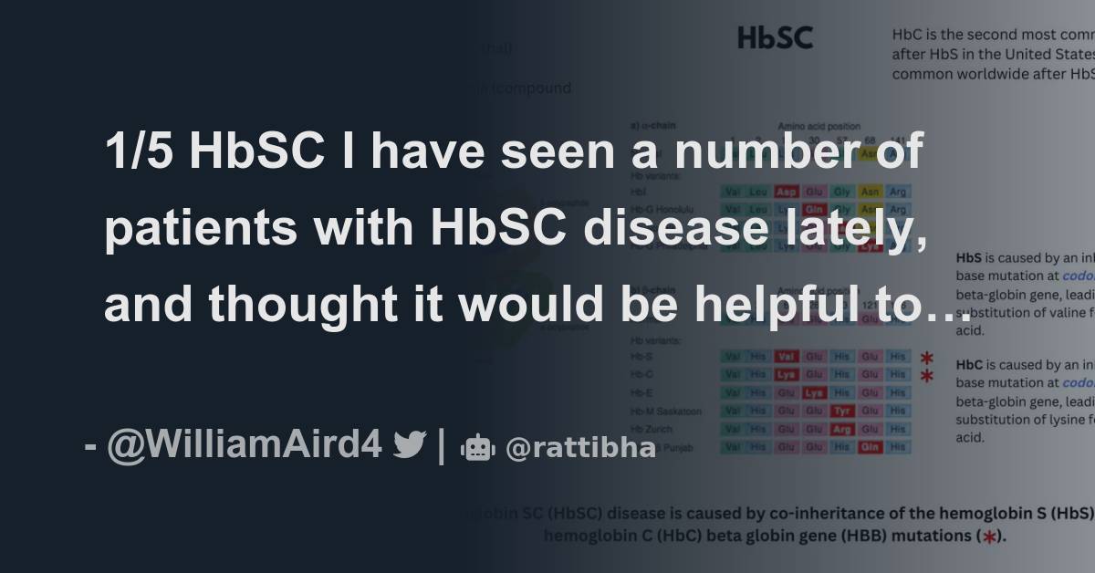 1/5 HbSC I have seen a number of patients with HbSC disease lately, and thought it would be ...