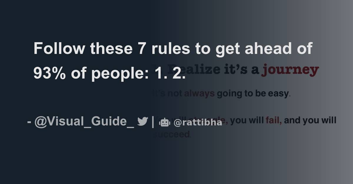 Follow these 7 rules to get ahead of 93% of people: 1. - Thread from Visual Guide @VisualGuide ...