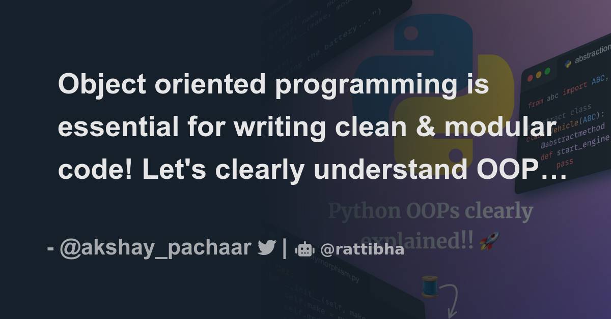 Object oriented programming is essential for writing clean & modular code! Let's clearly ...