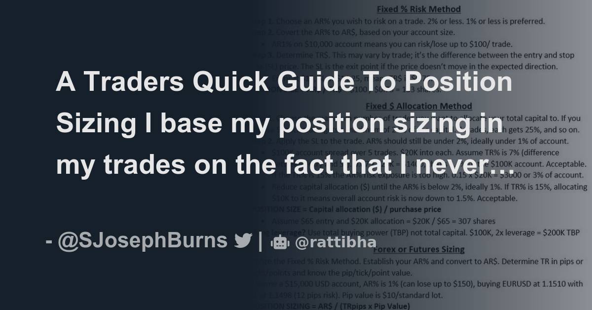 A Traders Quick Guide To Position Sizing I base my position sizing in ...