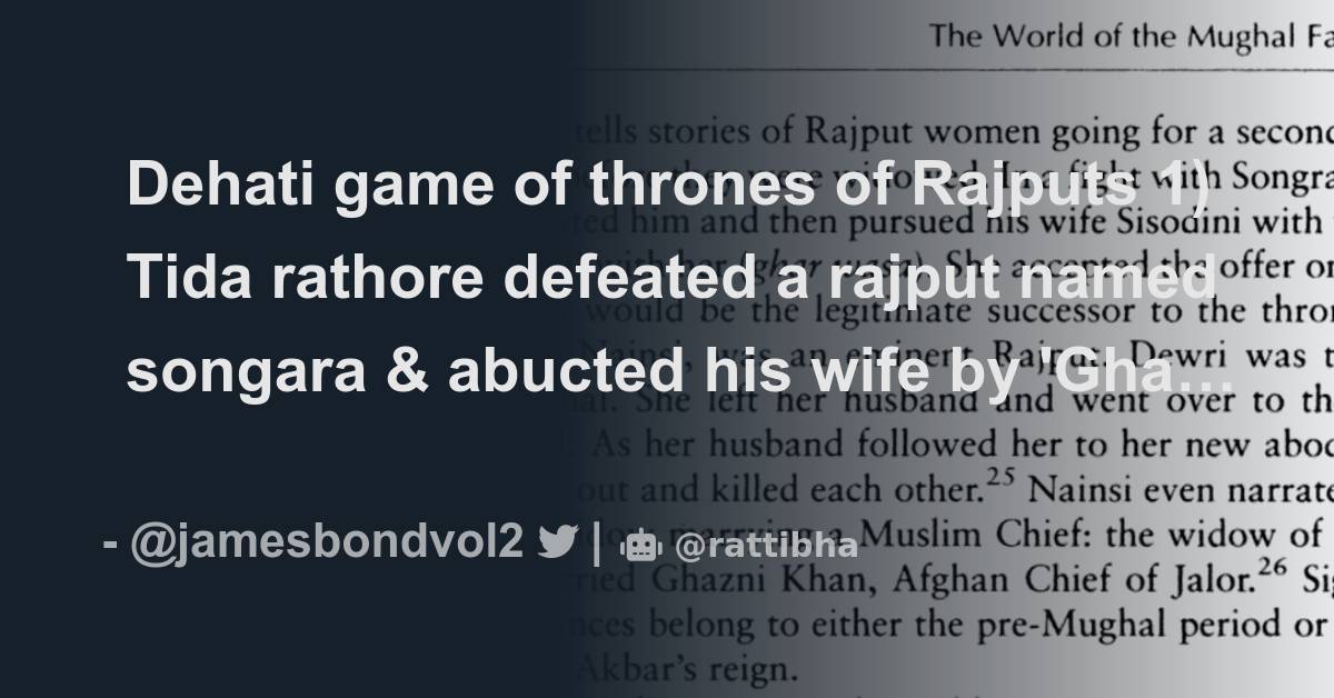 Dehati game of thrones of Rajputs 1) Tida rathore defeated a rajput ...
