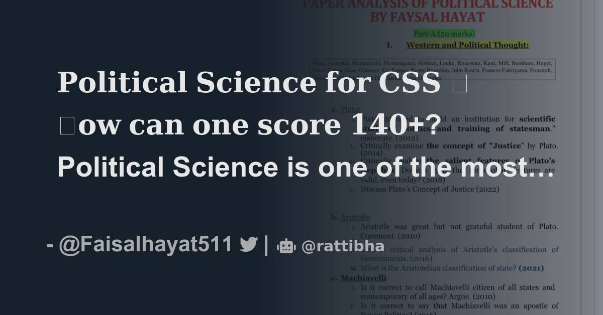 𝐏𝐨𝐥𝐢𝐭𝐢𝐜𝐚𝐥 𝐒𝐜𝐢𝐞𝐧𝐜𝐞 𝐟𝐨𝐫 𝐂𝐒𝐒 𝐇𝐨𝐰 𝐜𝐚𝐧 𝐨𝐧𝐞 𝐬𝐜𝐨𝐫𝐞 𝟏𝟒𝟎+? Political Science is ...