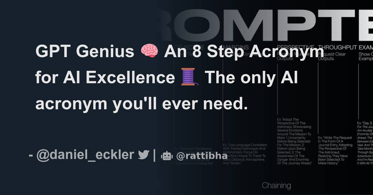 GPT Genius 🧠 An 8 Step Acronym for AI Excellence 🧵 - المسلسل من Eckler by Design @daniel_eckler ...