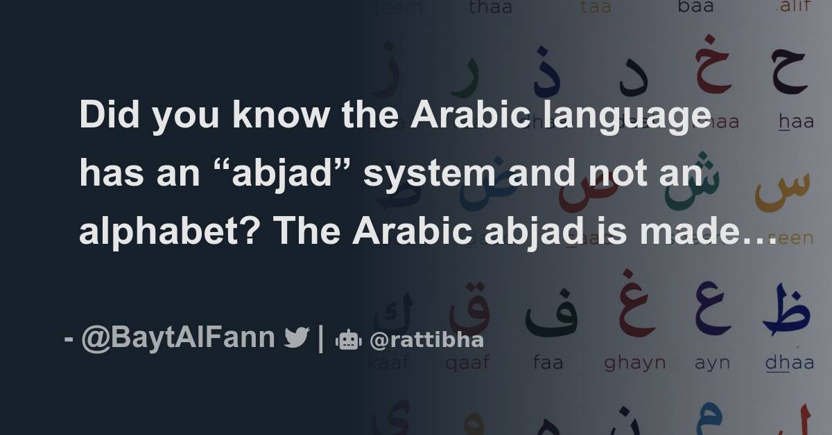 Did you know the Arabic language has an “abjad” system and not an ...