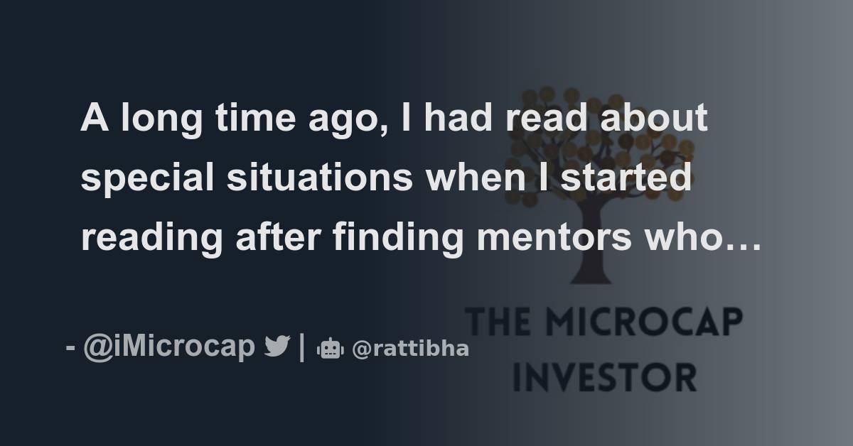 A long time ago, I had read about special situations when I started ...