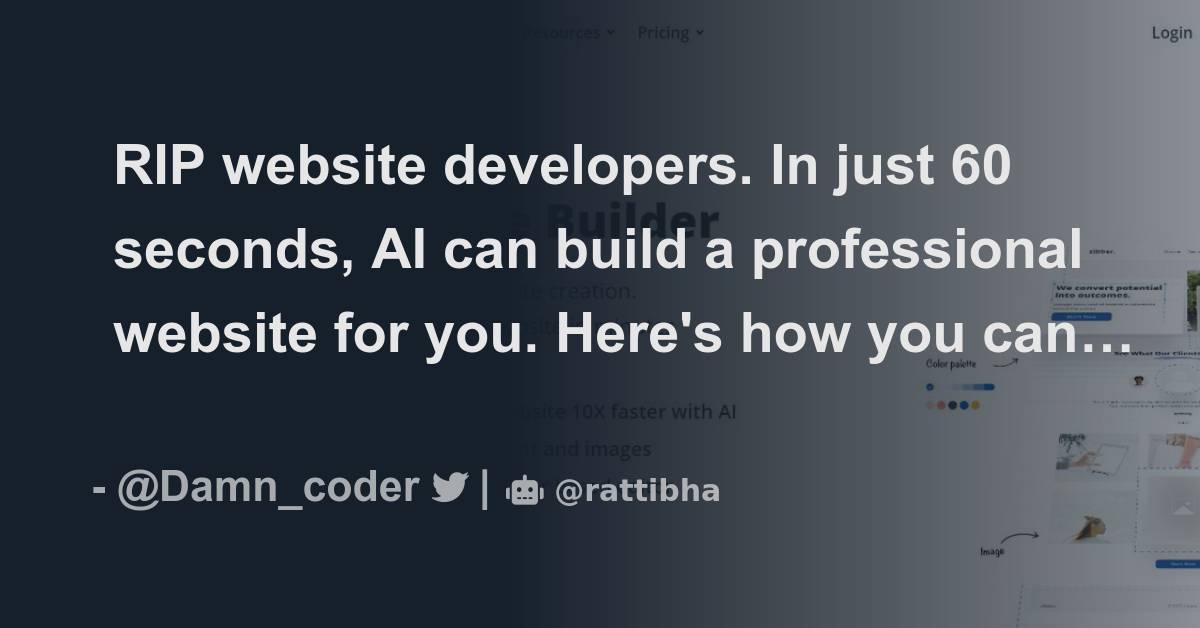 RIP website developers. In just 60 seconds, AI can build a professional website for you. Here's ...