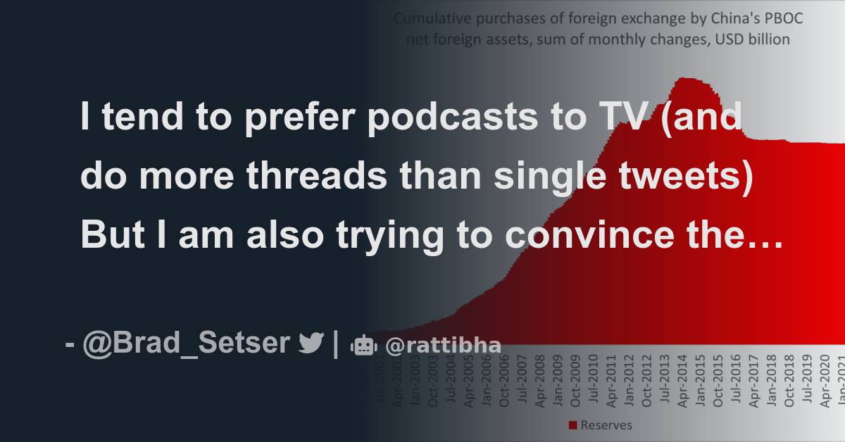 I tend to prefer podcasts to TV (and do more threads than single tweets ...