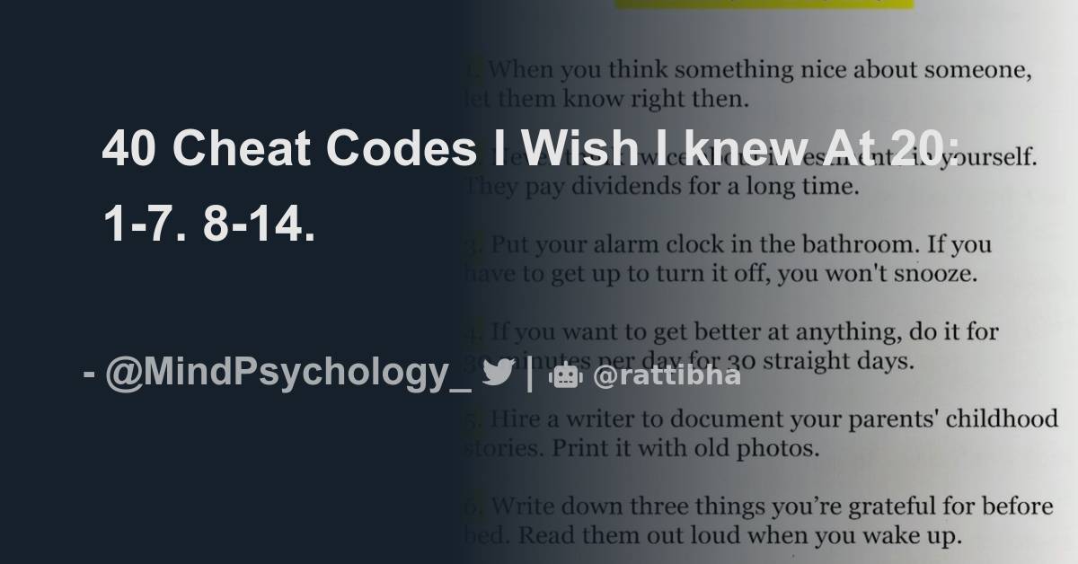 40 Cheat Codes I Wish I knew At 20: 1-7. - المسلسل من Mind Psychology ⚡ ...