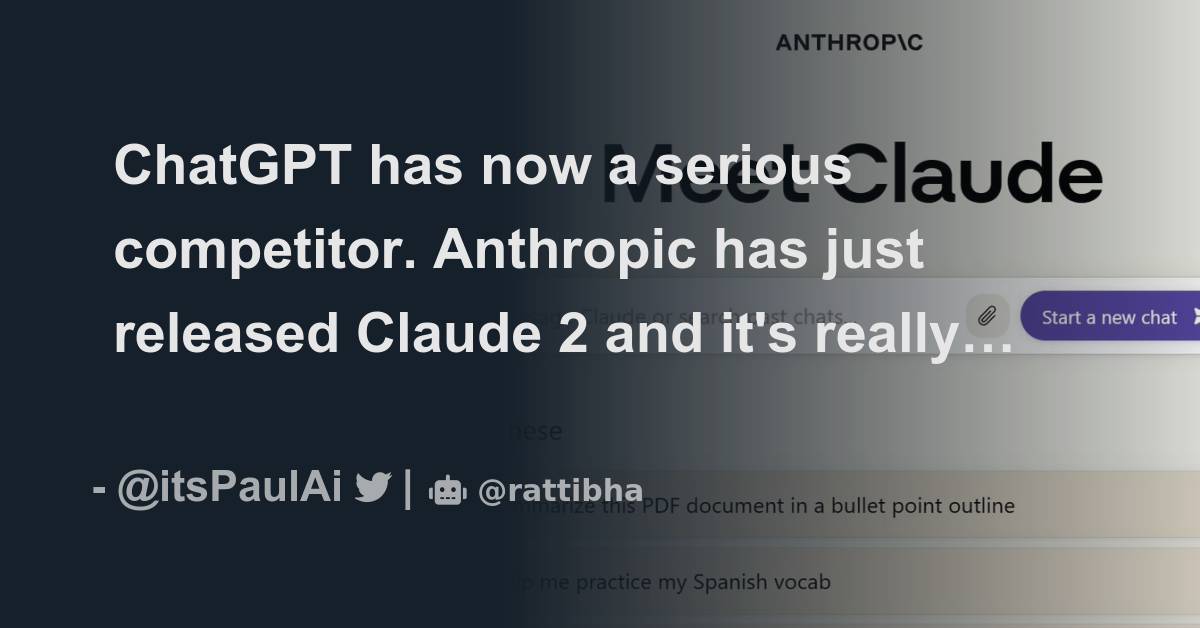 ChatGPT has now a serious competitor. Anthropic has just released Claude 2 and it's really ...
