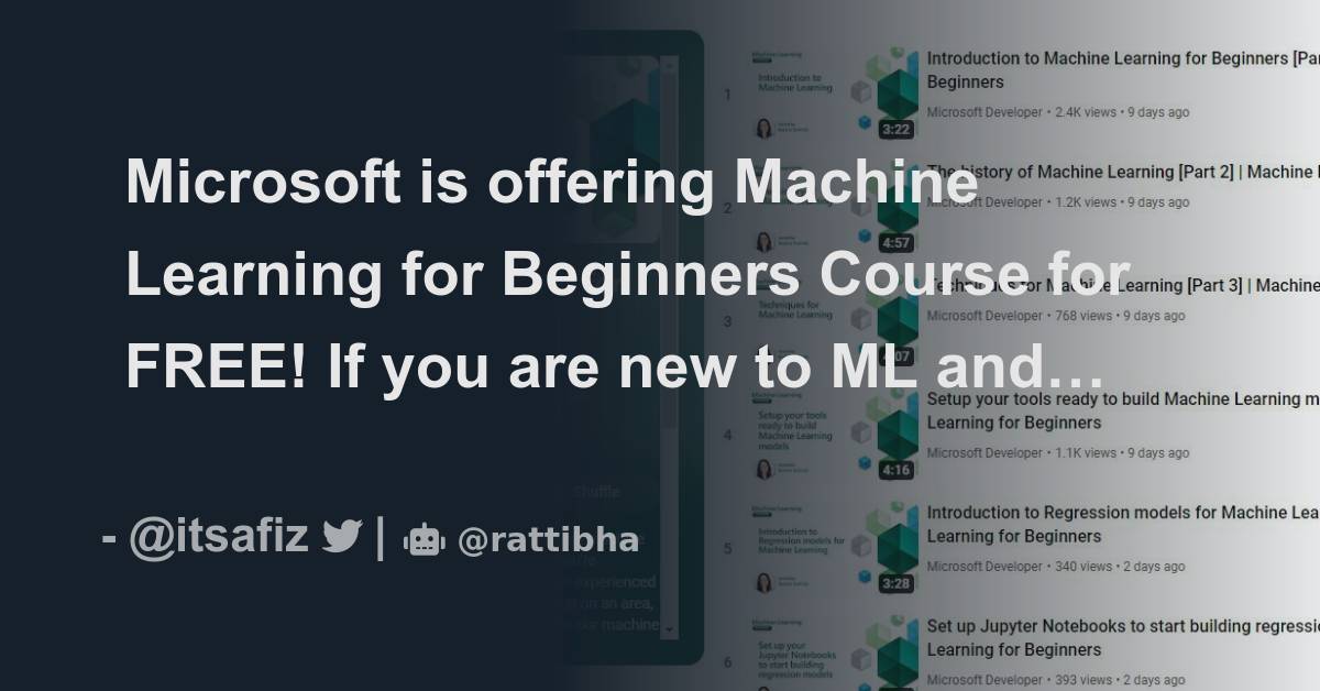 Microsoft is offering Machine Learning for Beginners Course for FREE ...
